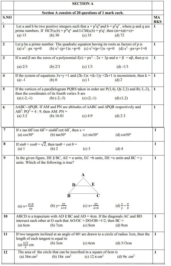  Download CBSE Class 10 Sample Paper And Marking Scheme 2022 23